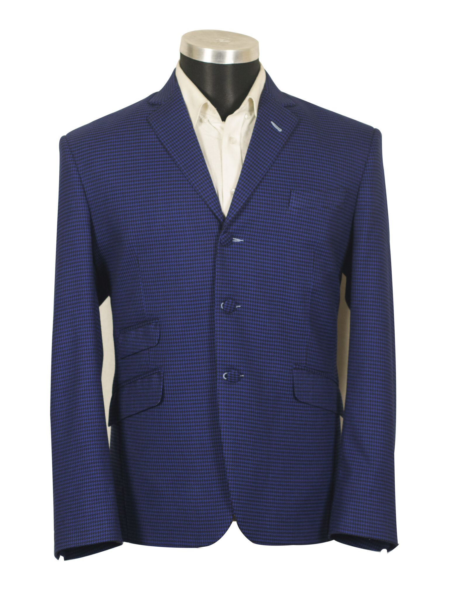 Mod Suits | 100% Wool Vintage Style Blue & Black Dogtooth Suit