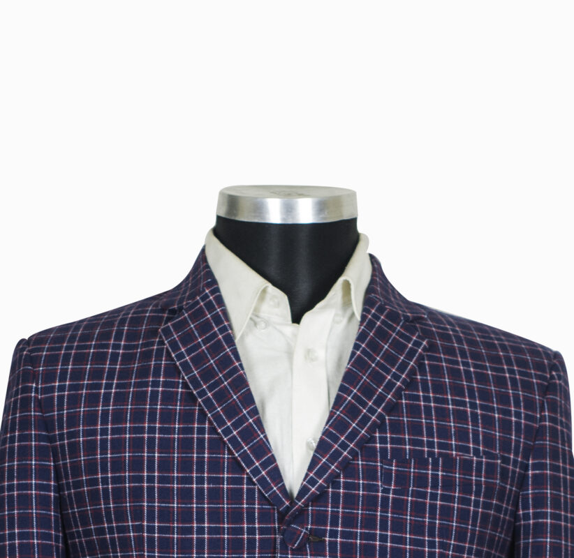 Mod Suits| 60s Style Gingham Check Blue 3 Button Suit Tailored