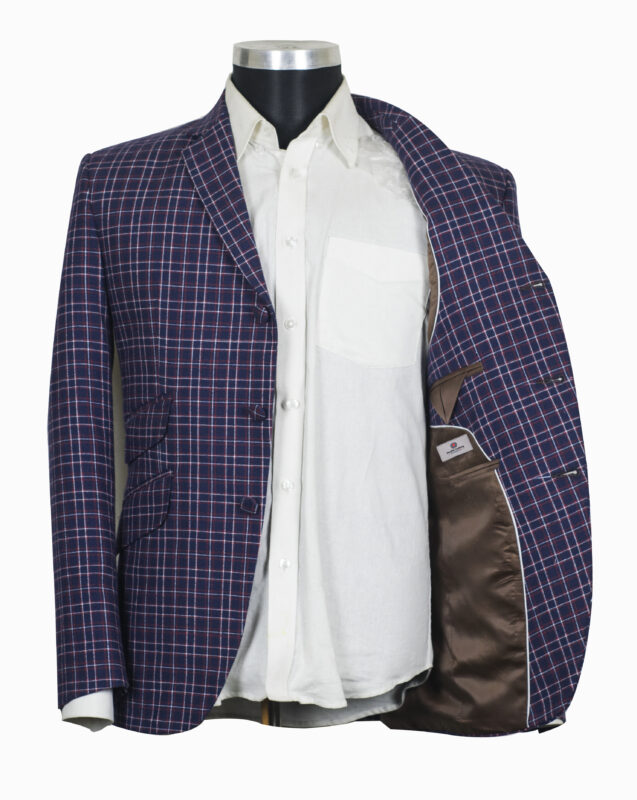 Mod Suits| 60s Style Gingham Check Blue 3 Button Suit Tailored